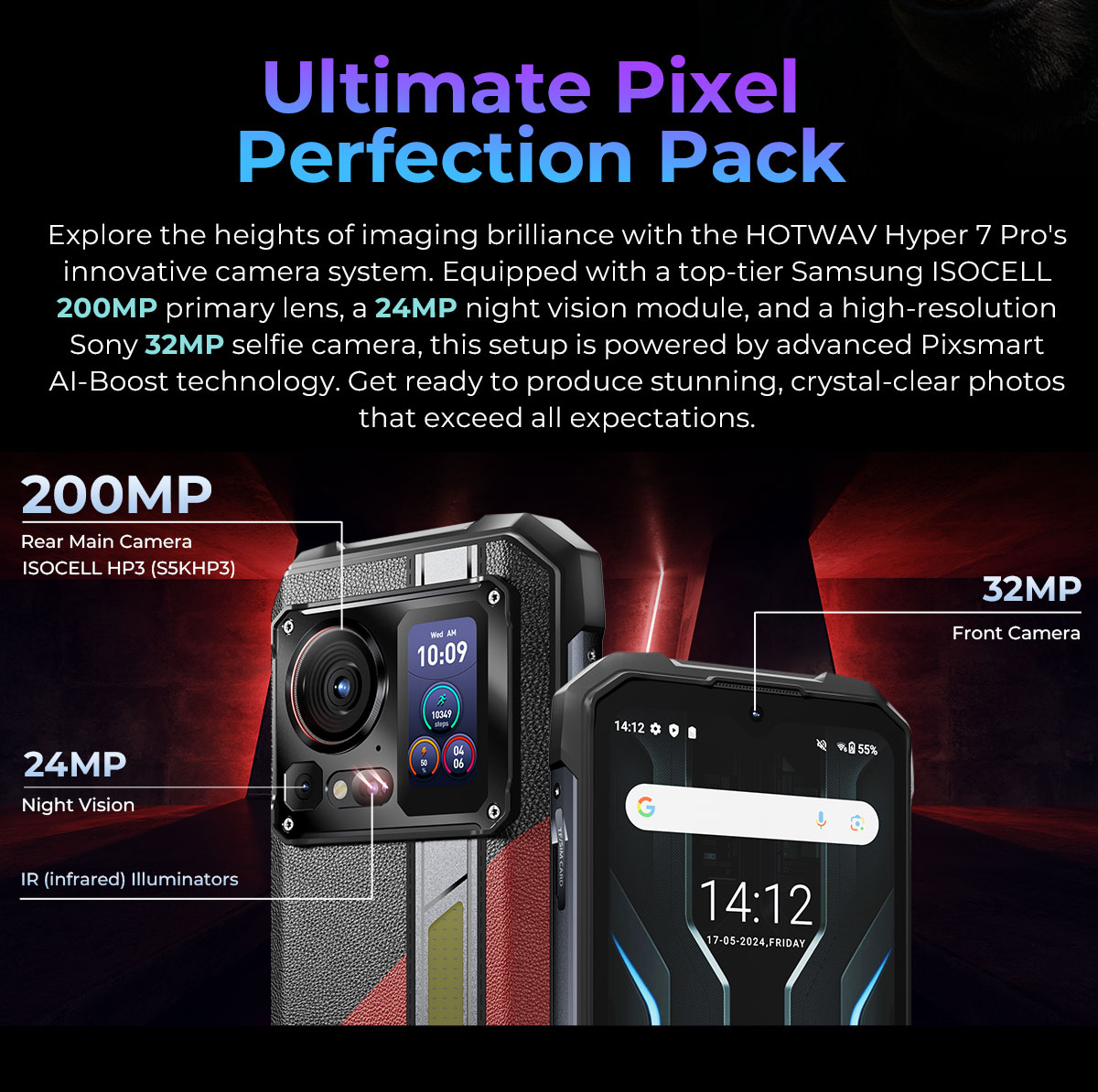 HOTWAV Hyper 7 Pro Téléphone Portable 6.6 10800mAh, 36(16+6)Go+256Go ...